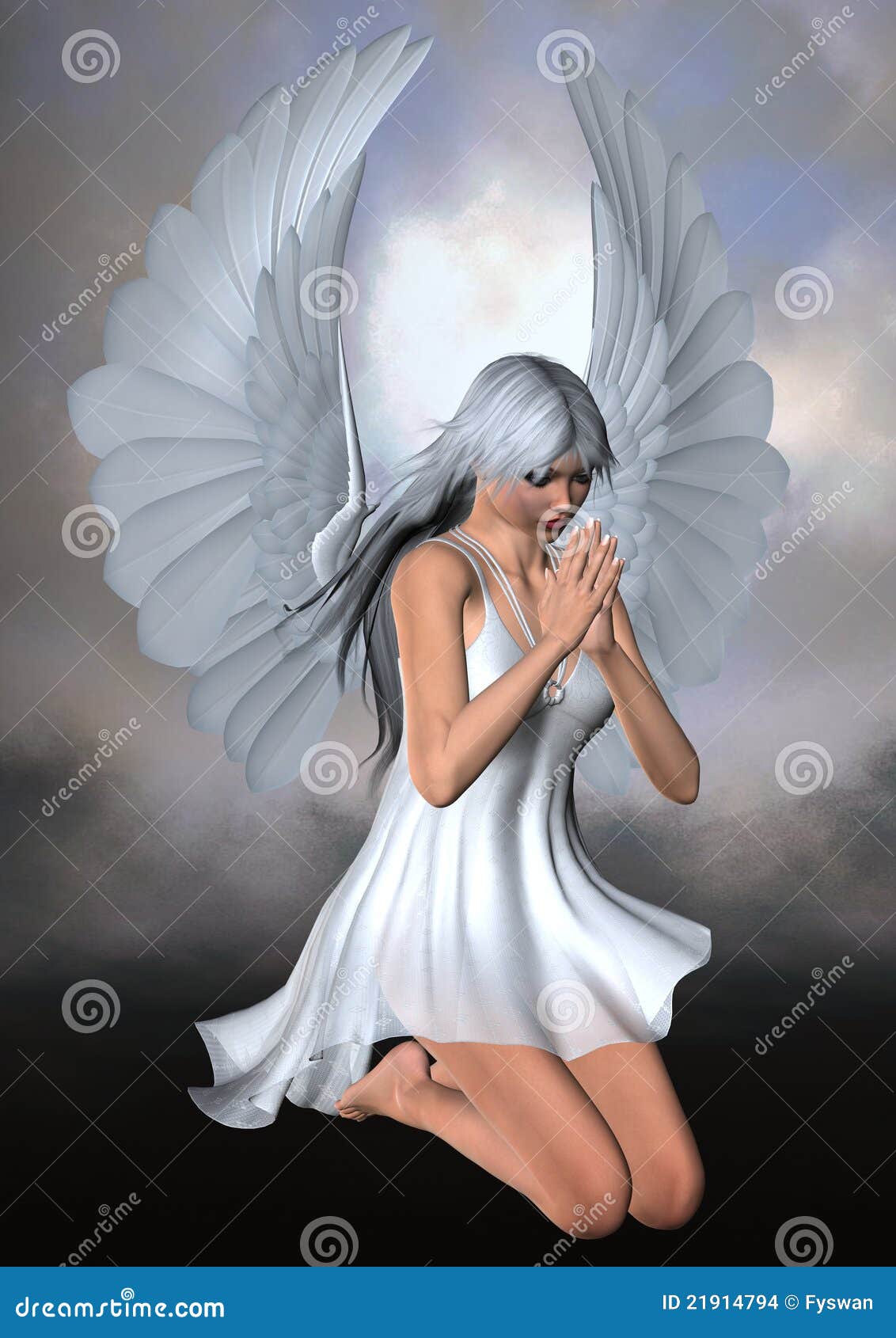 Kneeling Angel stock illustration. Illustration of flying - 21914794