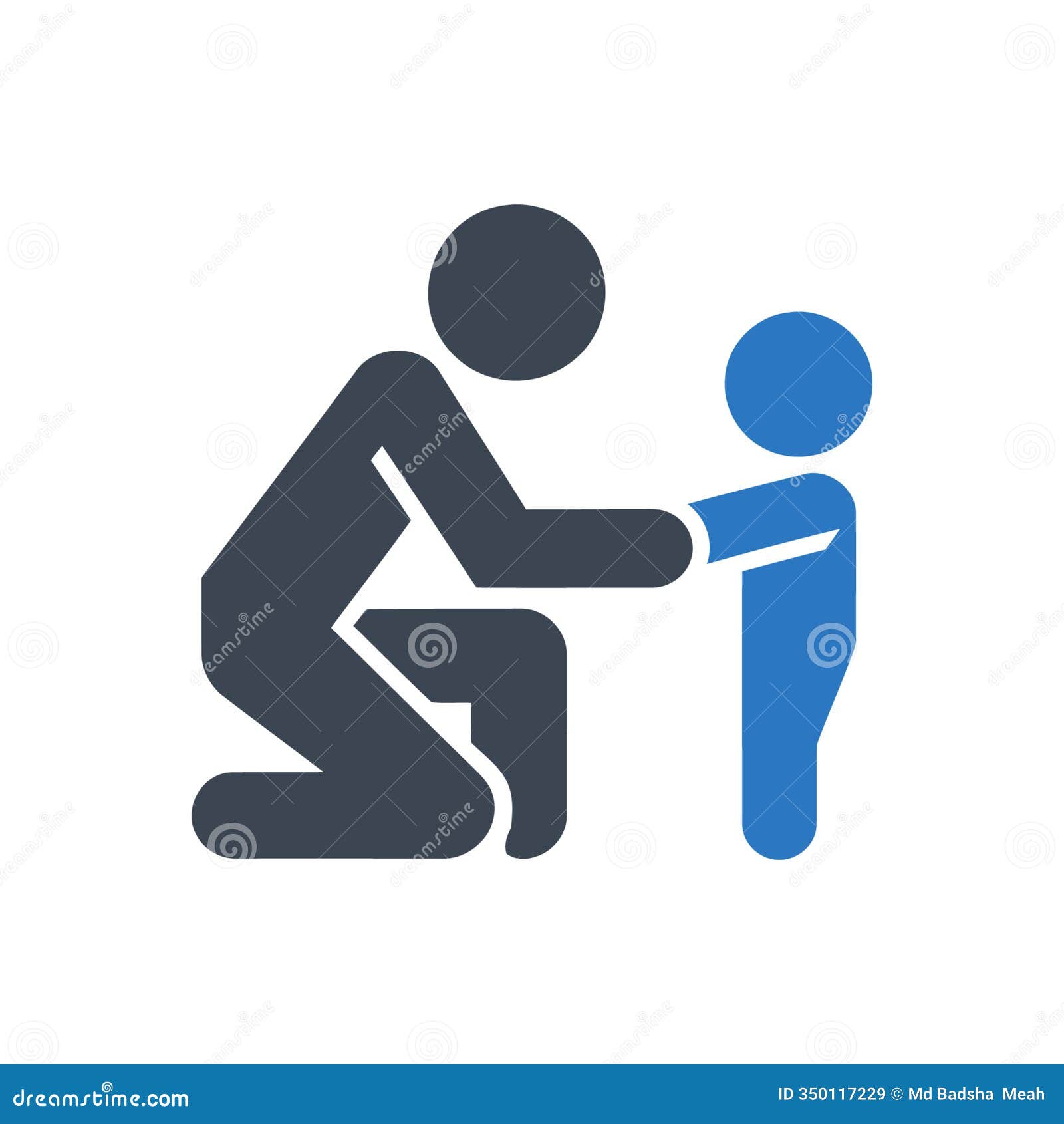 Kneeling and Helping Child Icon Stock Vector - Illustration of sign ...