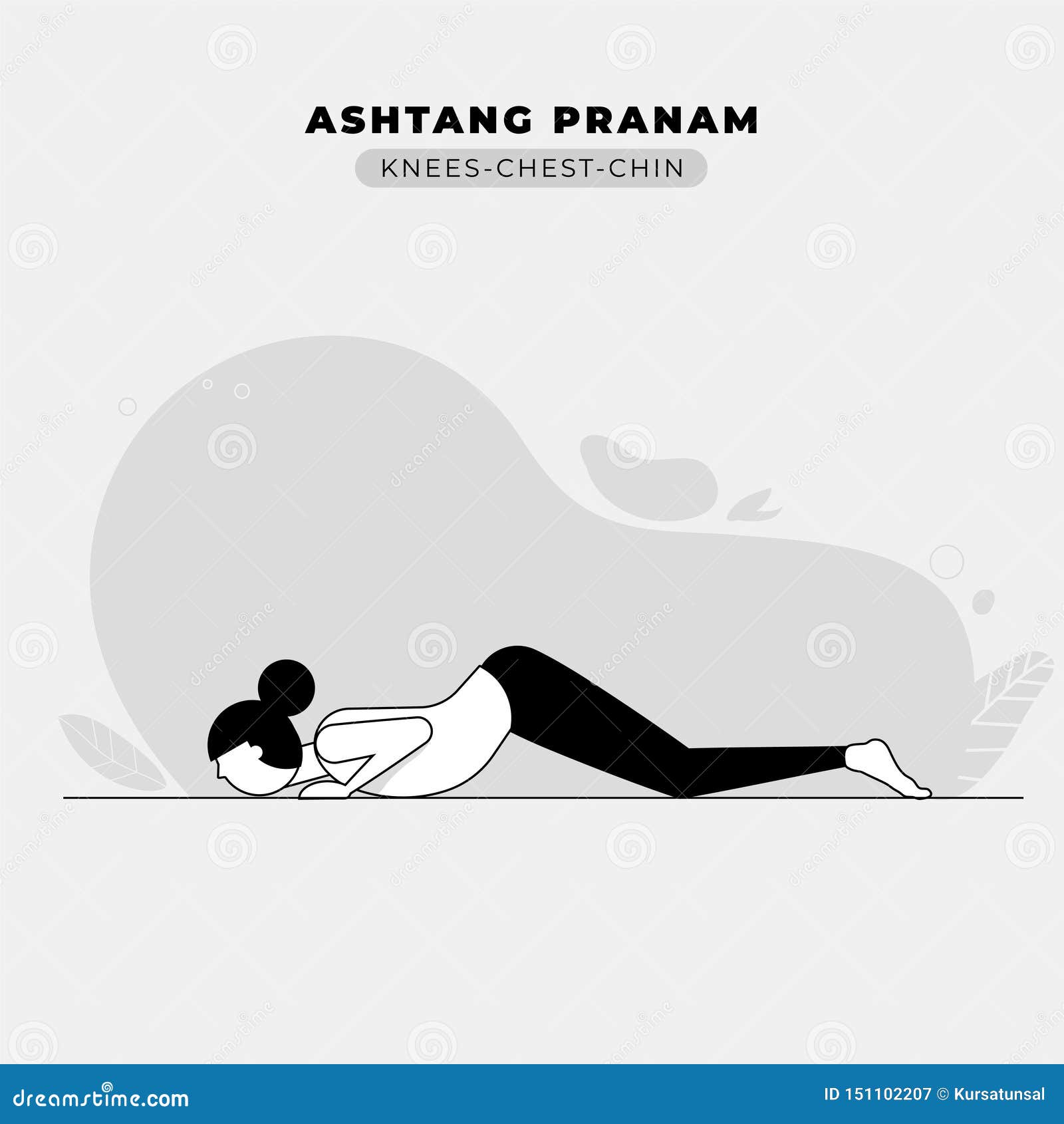 Knees Chest Chin Yoga Pose Illustration Stock Vector - Illustration of ...