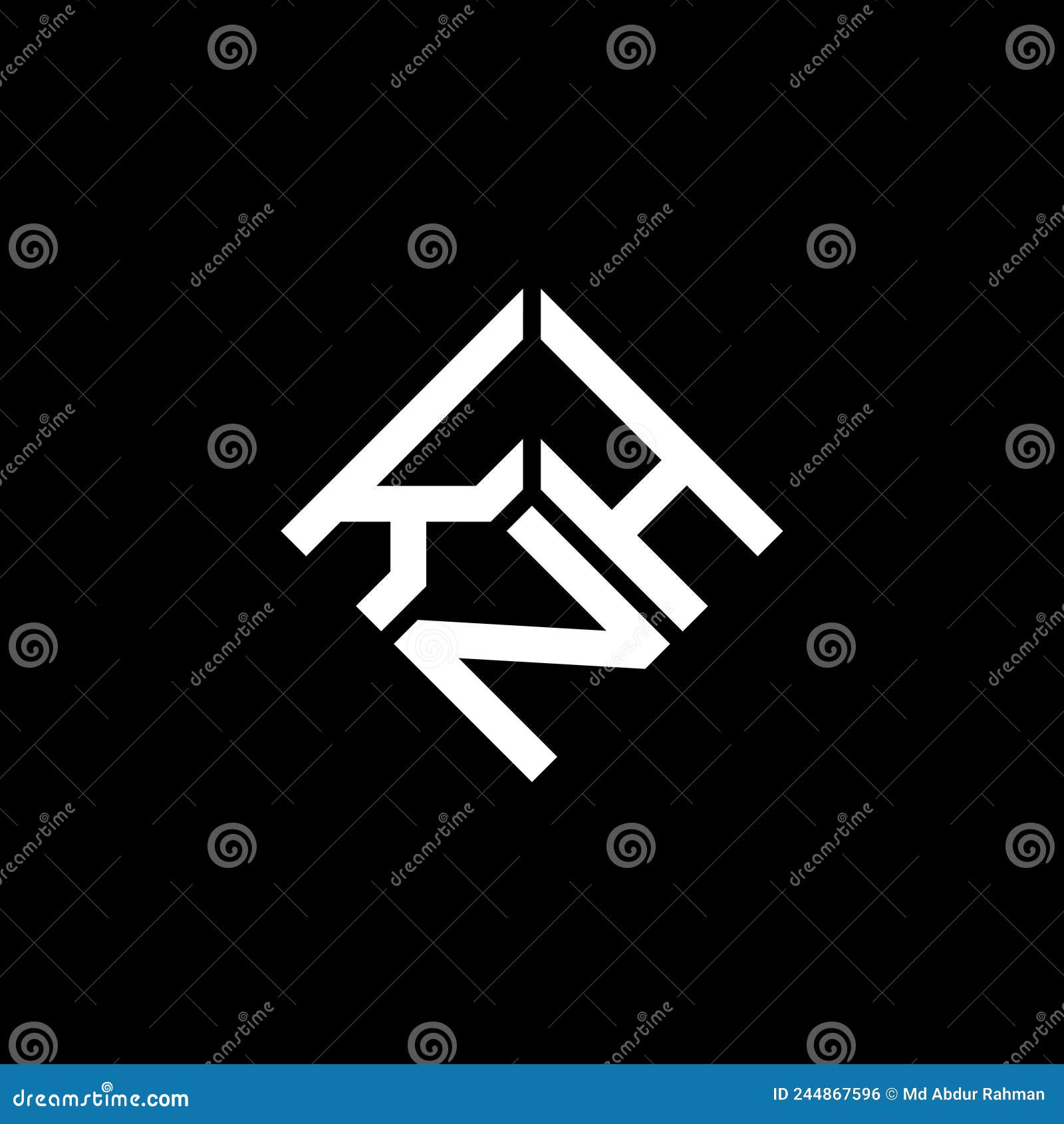 KNH Letter Logo Design on Black Background. KNH Creative Initials ...
