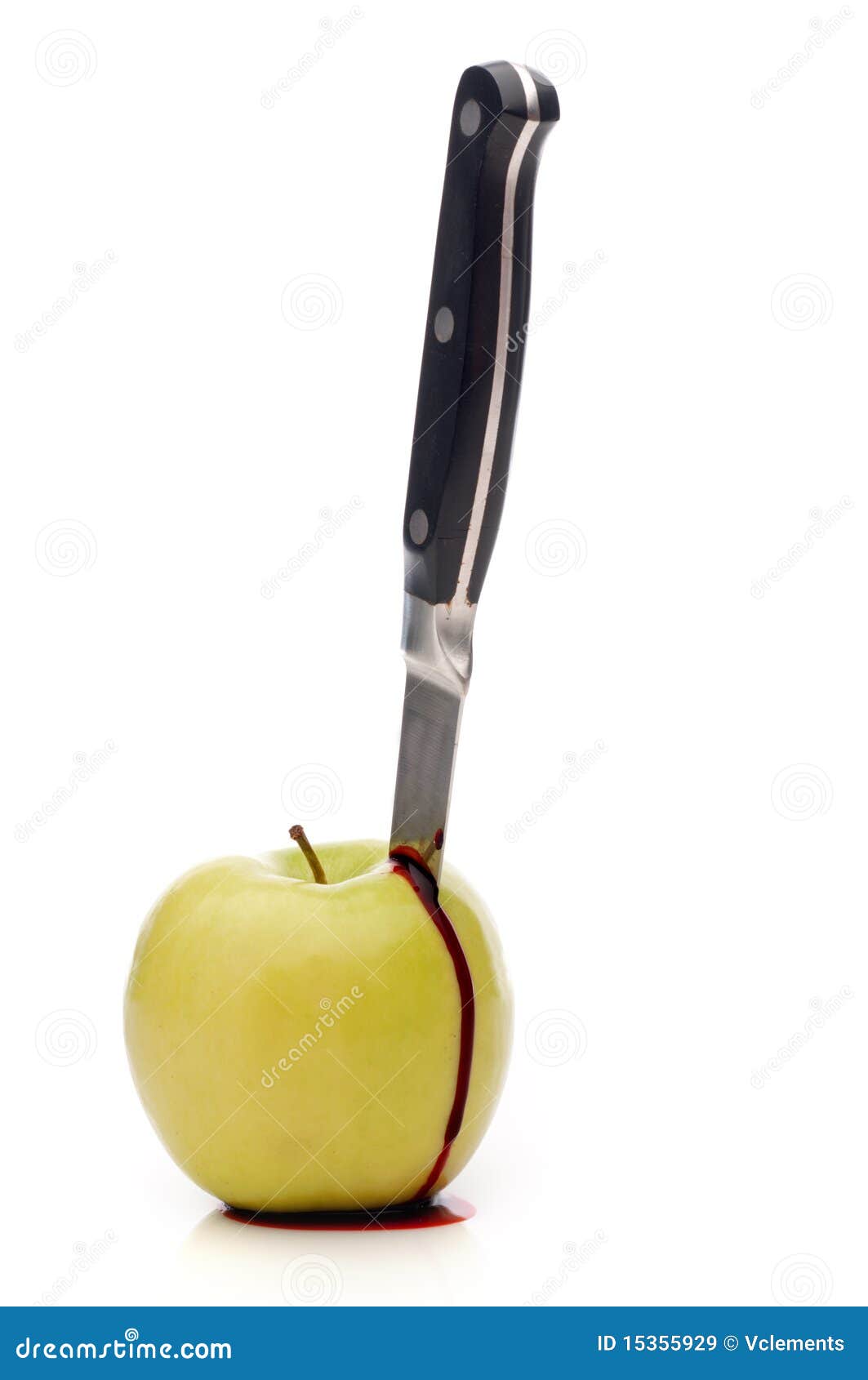 A Knife in a Bleeding Green Apple Stock Image - Image of blood, carve ...