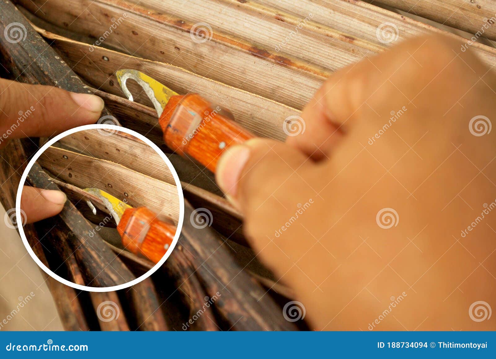 Knife for Blocking Coconut Leaves. Stock Photo - Image of brown ...