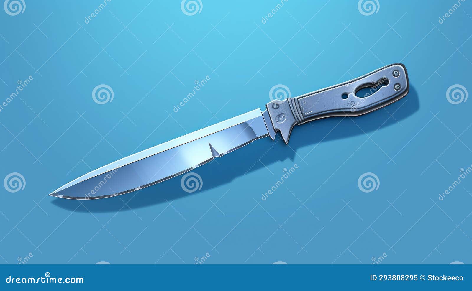 Realistic Rendered Knife on Blue Background with Detailed Design Stock ...