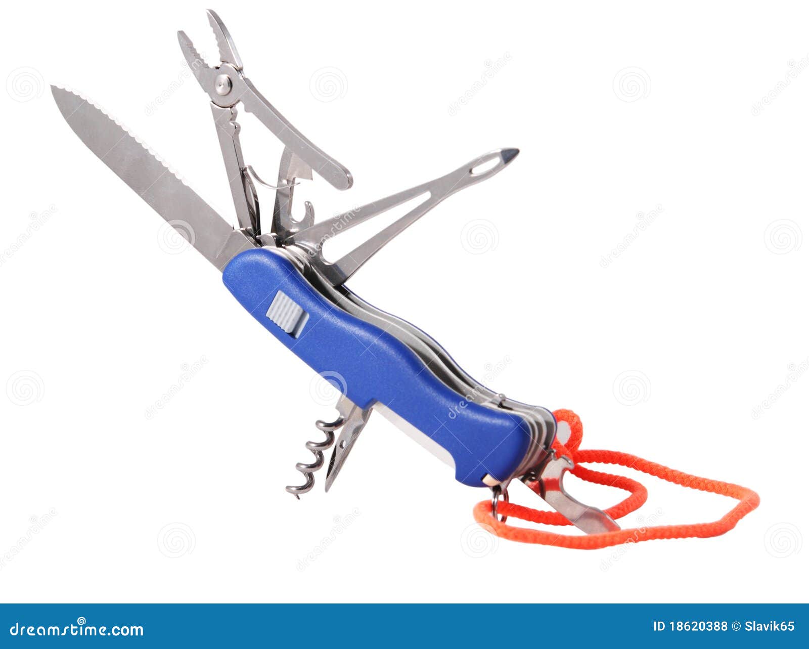 Knife with the Blue Handle Folding Stock Photo - Image of knife, white ...