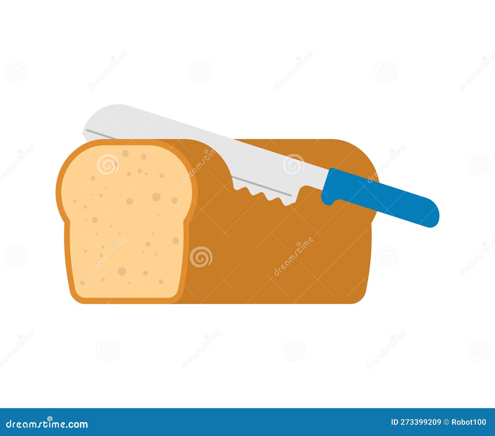 Knife Cuts Bread. Loaf of Bread and Piece Stock Vector - Illustration ...