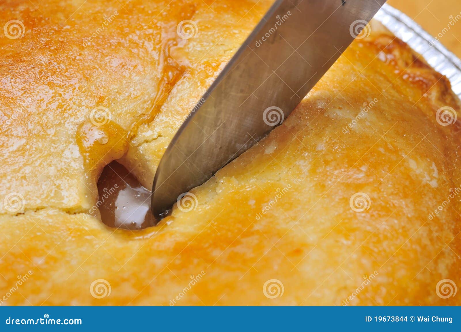 Knife Cutting Delicious Pie Stock Photo - Image of bakery, closeup ...