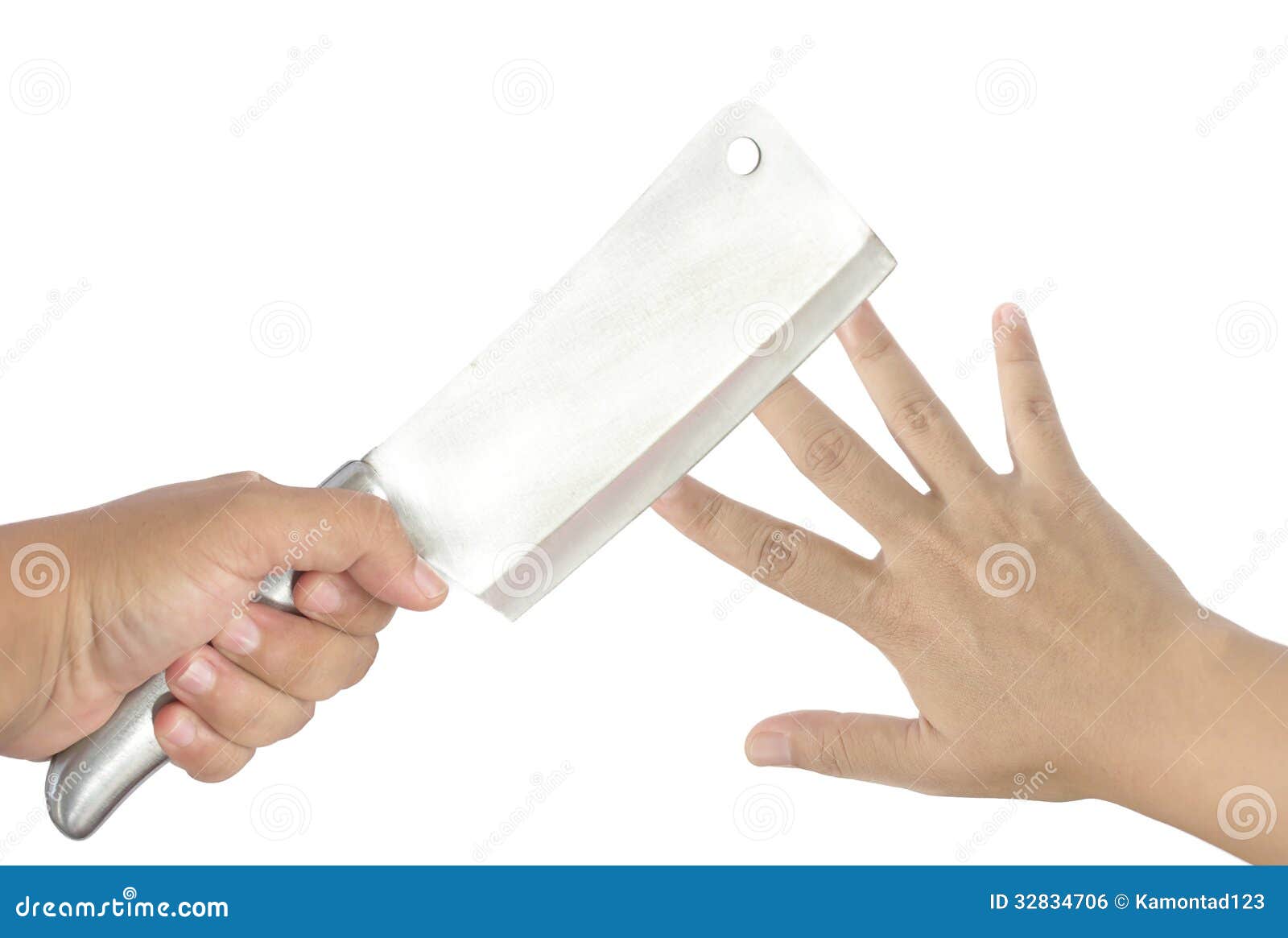 Knife Cutting Finger of Hand Stock Photo - Image of bizarre, white ...