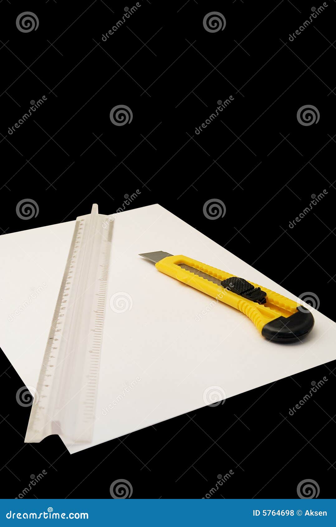 Knife for Cutting Paper and Ruler Stock Photo - Image of cutting, white ...