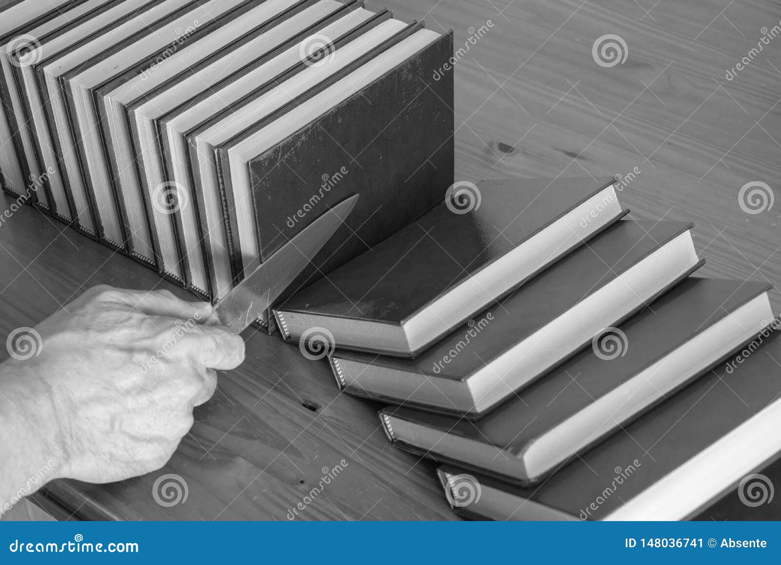 Cutting slices of books stock image. Image of pages - 148036741