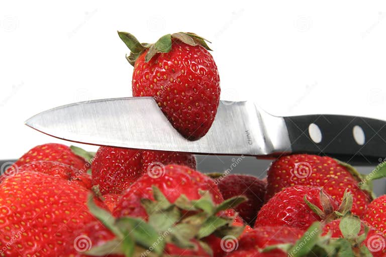 Knife cutting strawberry stock image. Image of edible - 8994909