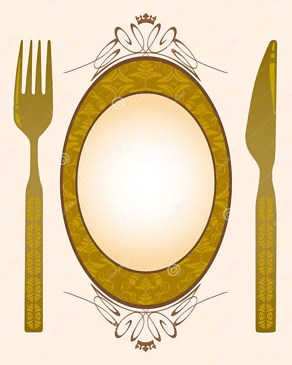 Knife, fork and banner stock vector. Illustration of kitchen - 8555329