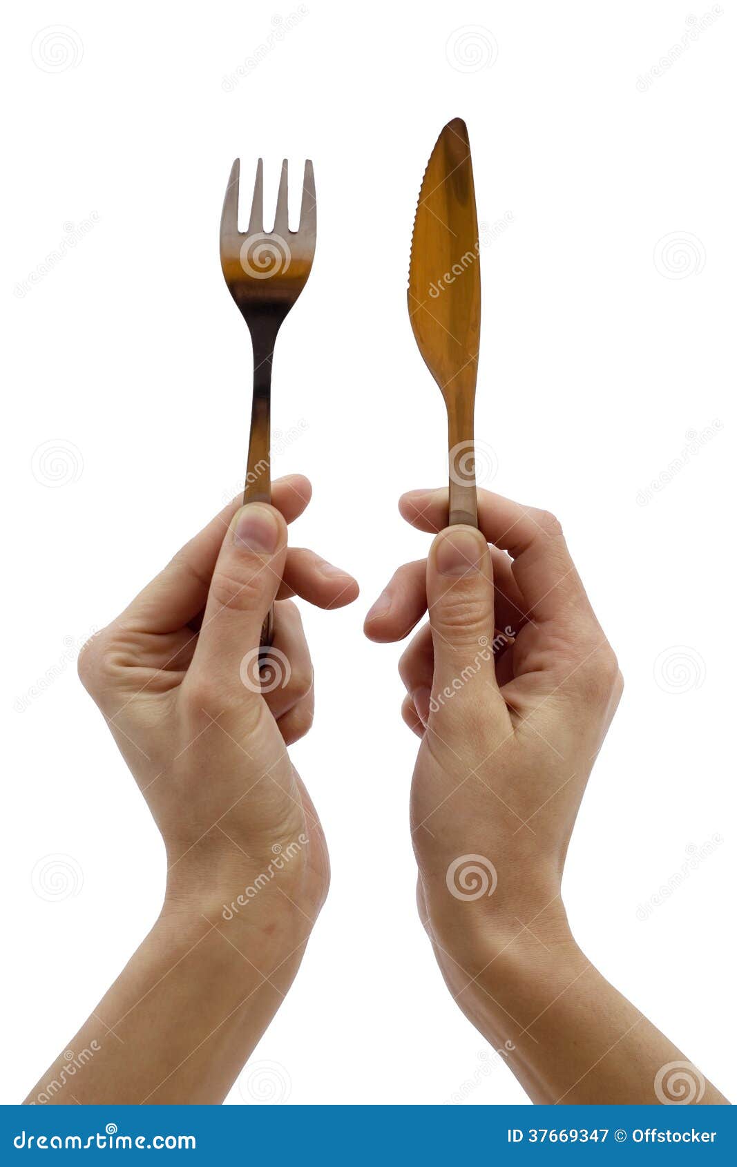 Knife and fork in hands stock image. Image of animal - 37669347