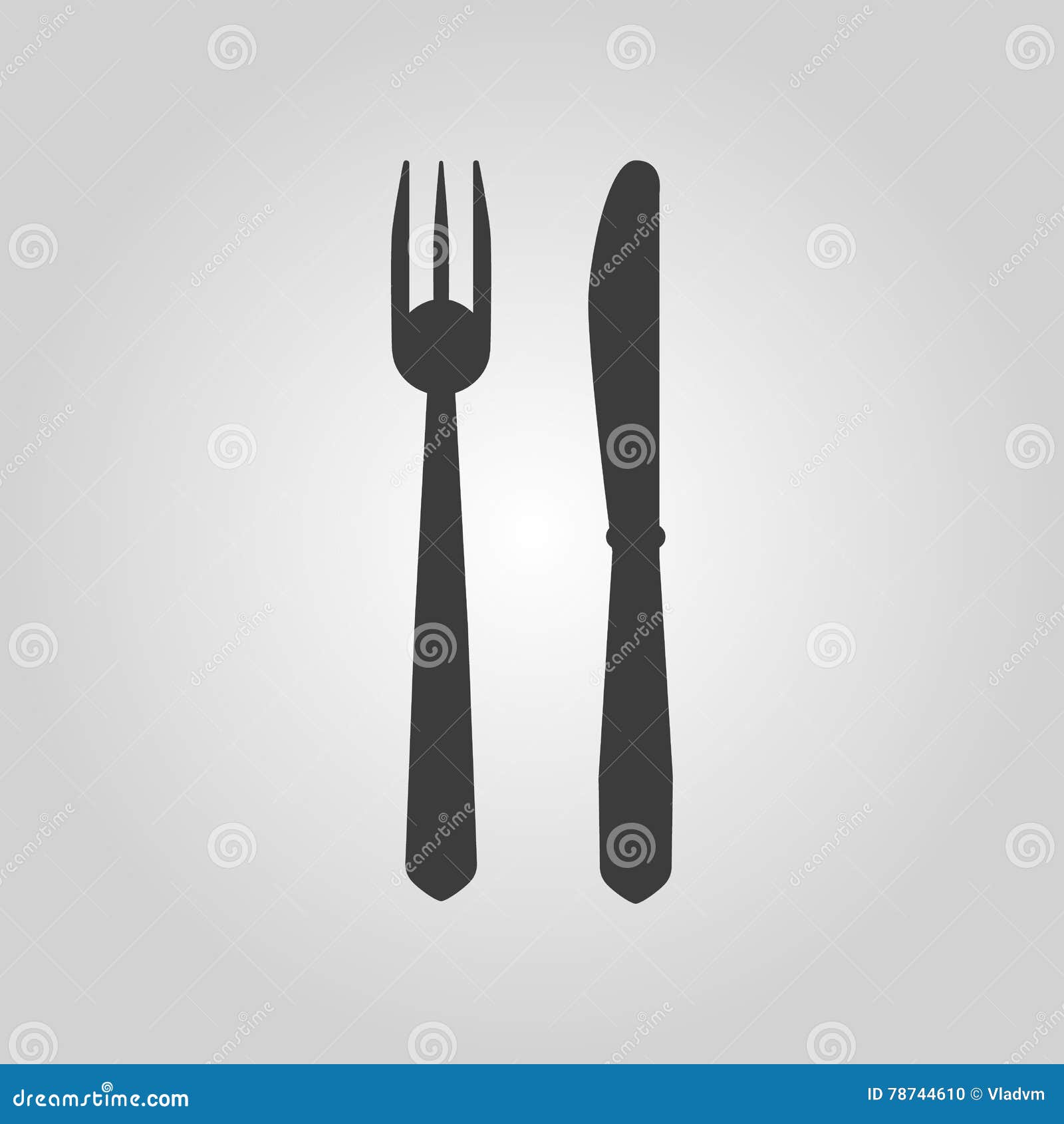The knife and fork icon stock vector. Illustration of design - 78744610
