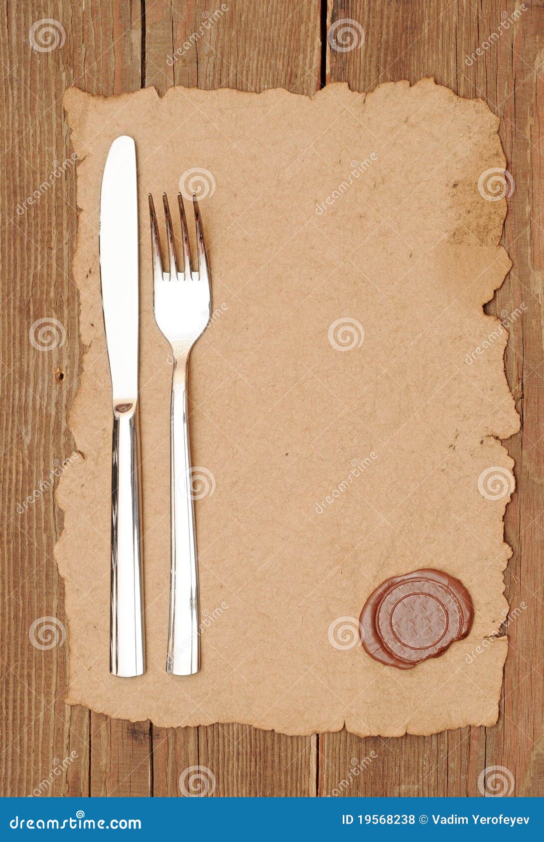 Knife and Fork on Old Paper Stock Photo - Image of paper, ancient: 19568238