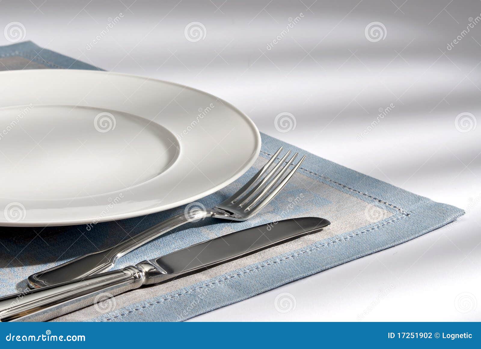Knife, fork and plate stock photo. Image of cooking, china - 17251902