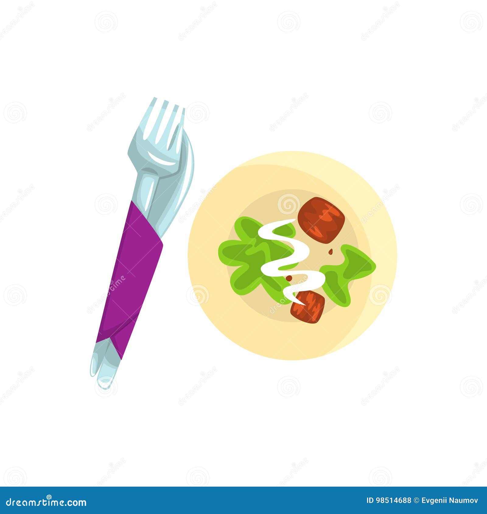 Cartoon Dinner Plate With Food