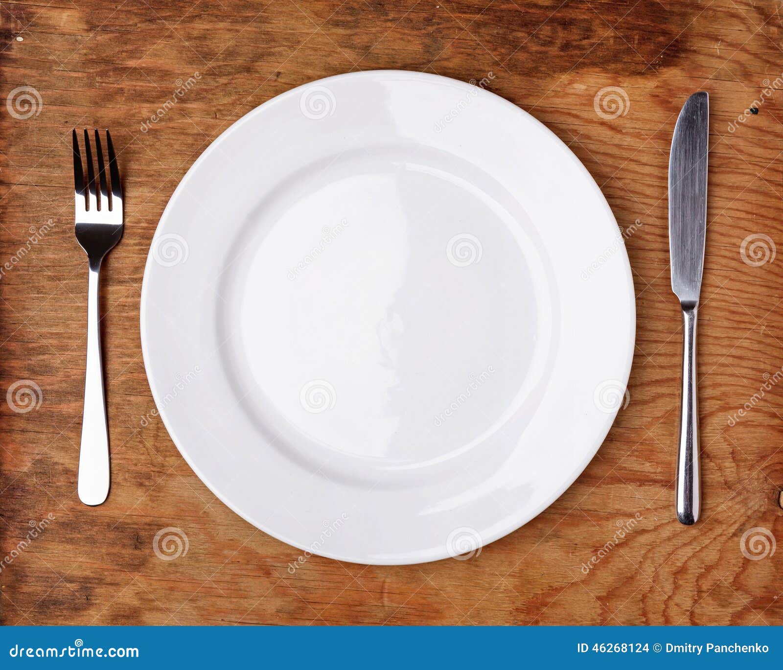 Knife, Fork and Plate on Table Stock Photo - Image of plate, fork: 46268124