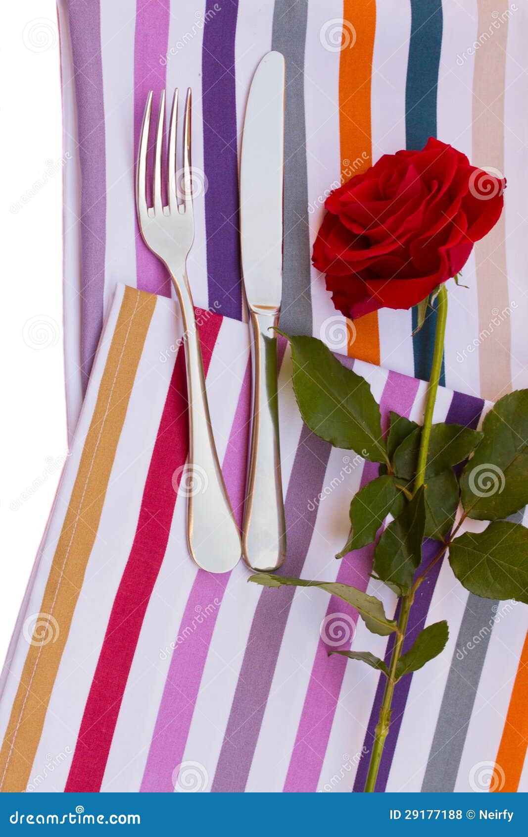 Knife and fork with rose stock photo. Image of cutlery - 29177188