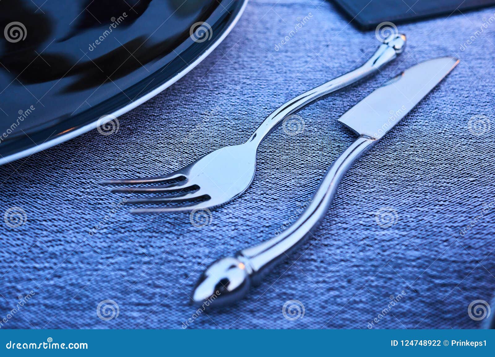Knife and Fork Silverware on a Table Stock Photo - Image of decoration ...