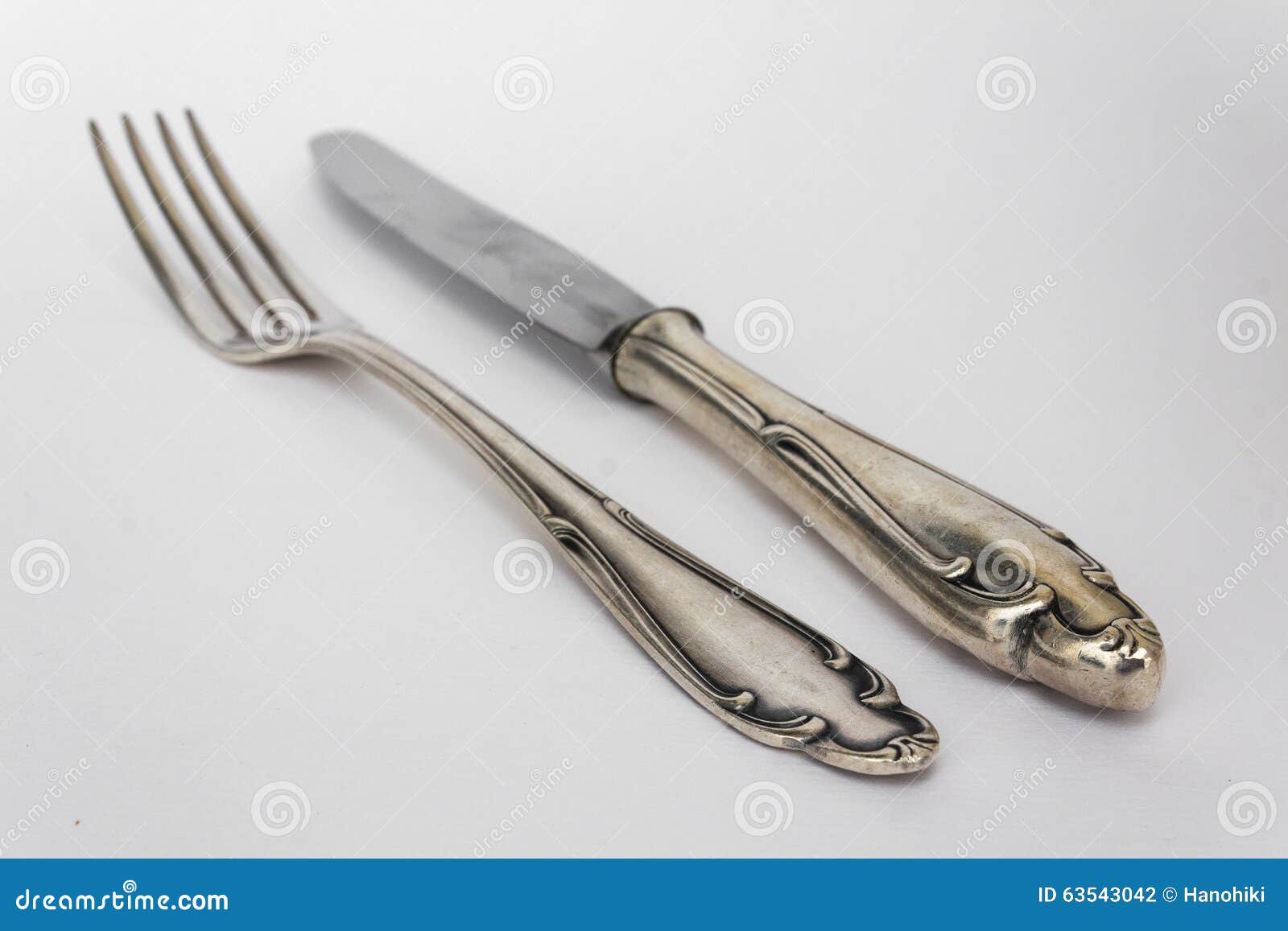 Knife and Fork - Sterling Cutlery, Silver Flatware Set Stock Photo ...