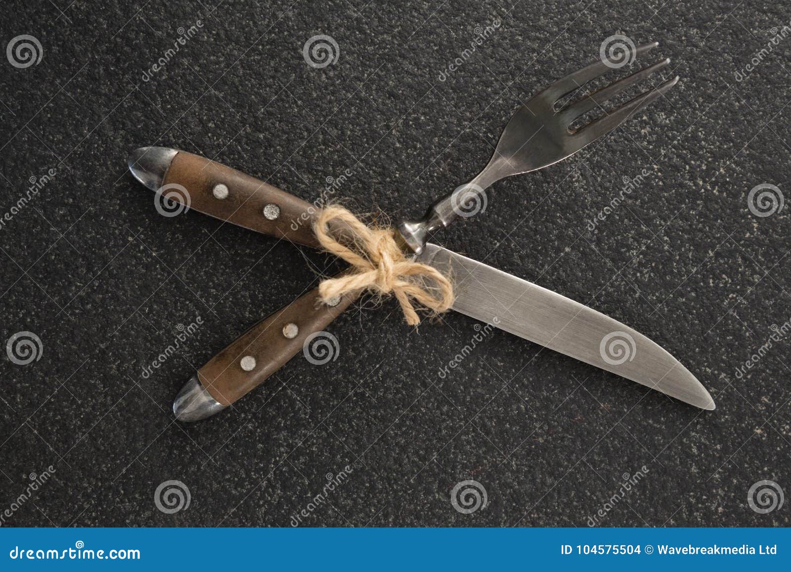 Knife and Fork Tied with a String Stock Photo - Image of gathering ...