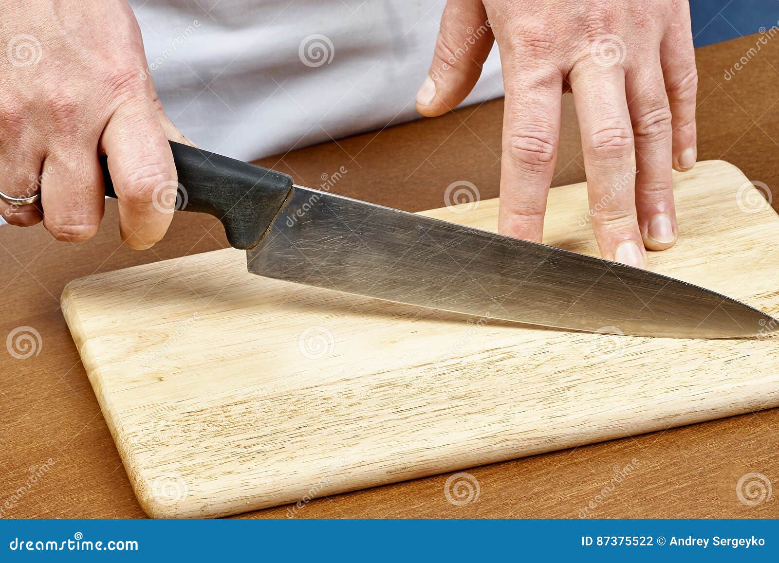 Knife in hand chef stock photo. Image of blade, cutting - 87375522