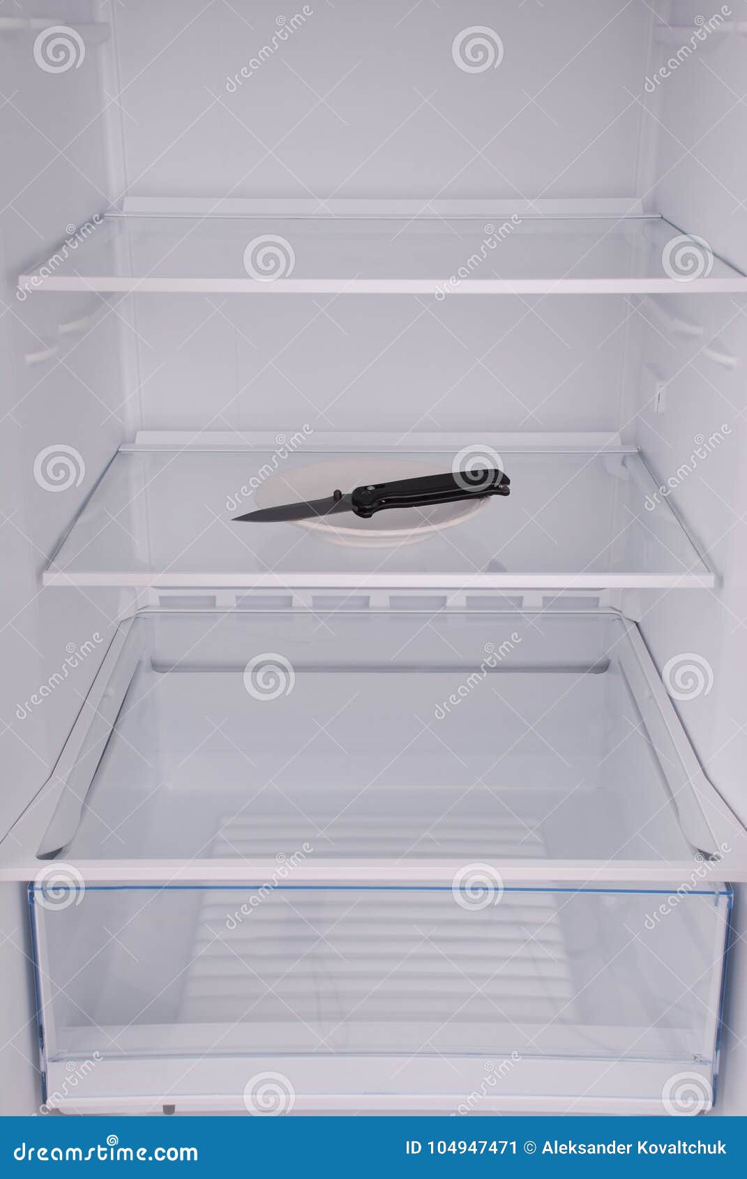 Knife Inside in Empty Clean Refrigerator Stock Image - Image of concept ...