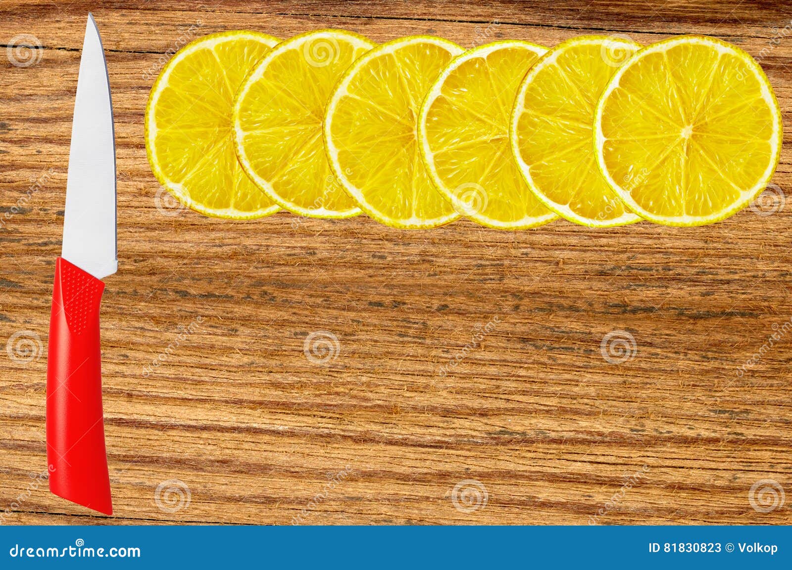 Knife and Lemon Slices on Cutting Board Stock Image - Image of paring ...