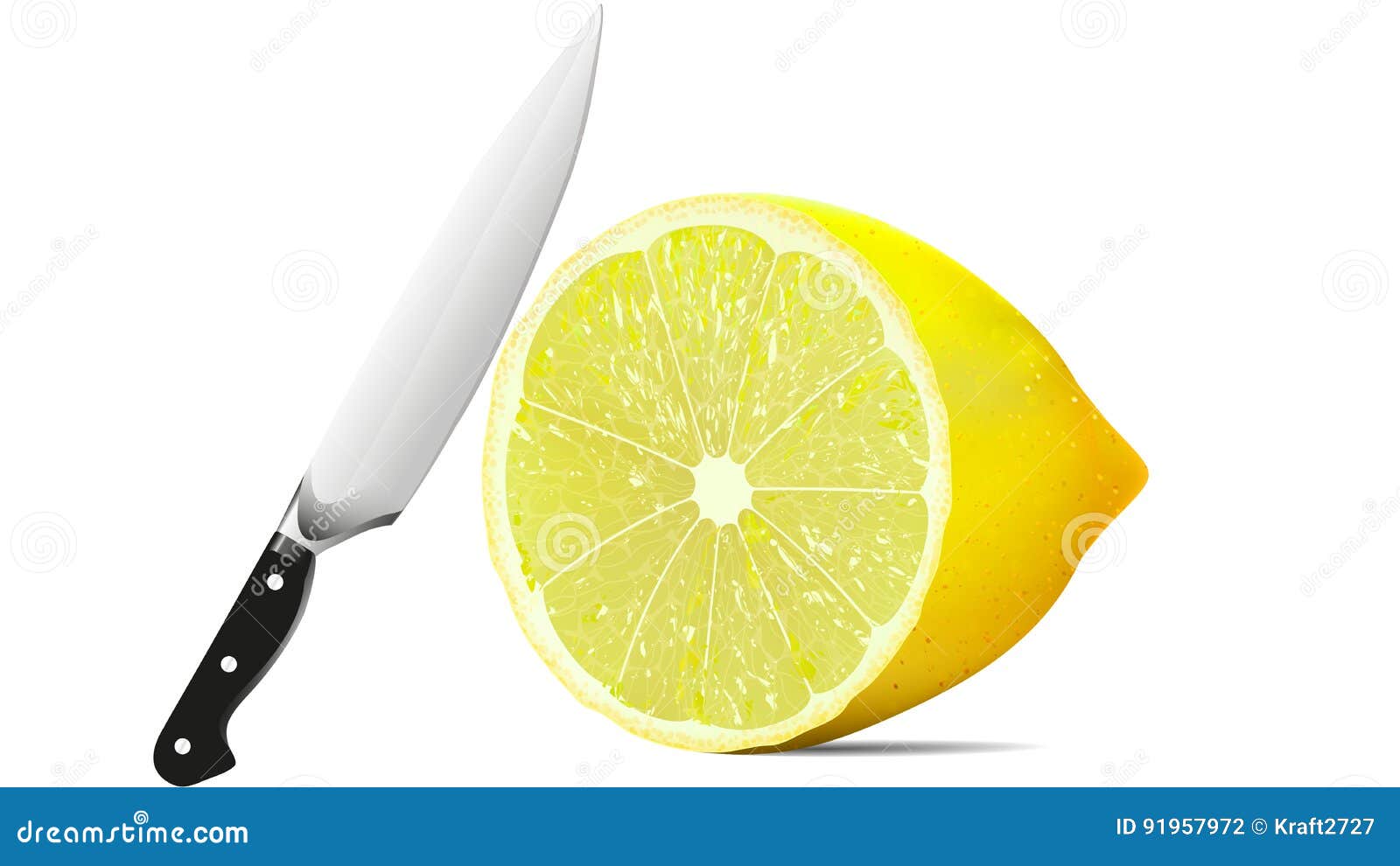 Knife and lemon stock vector. Illustration of lifestyle - 91957972