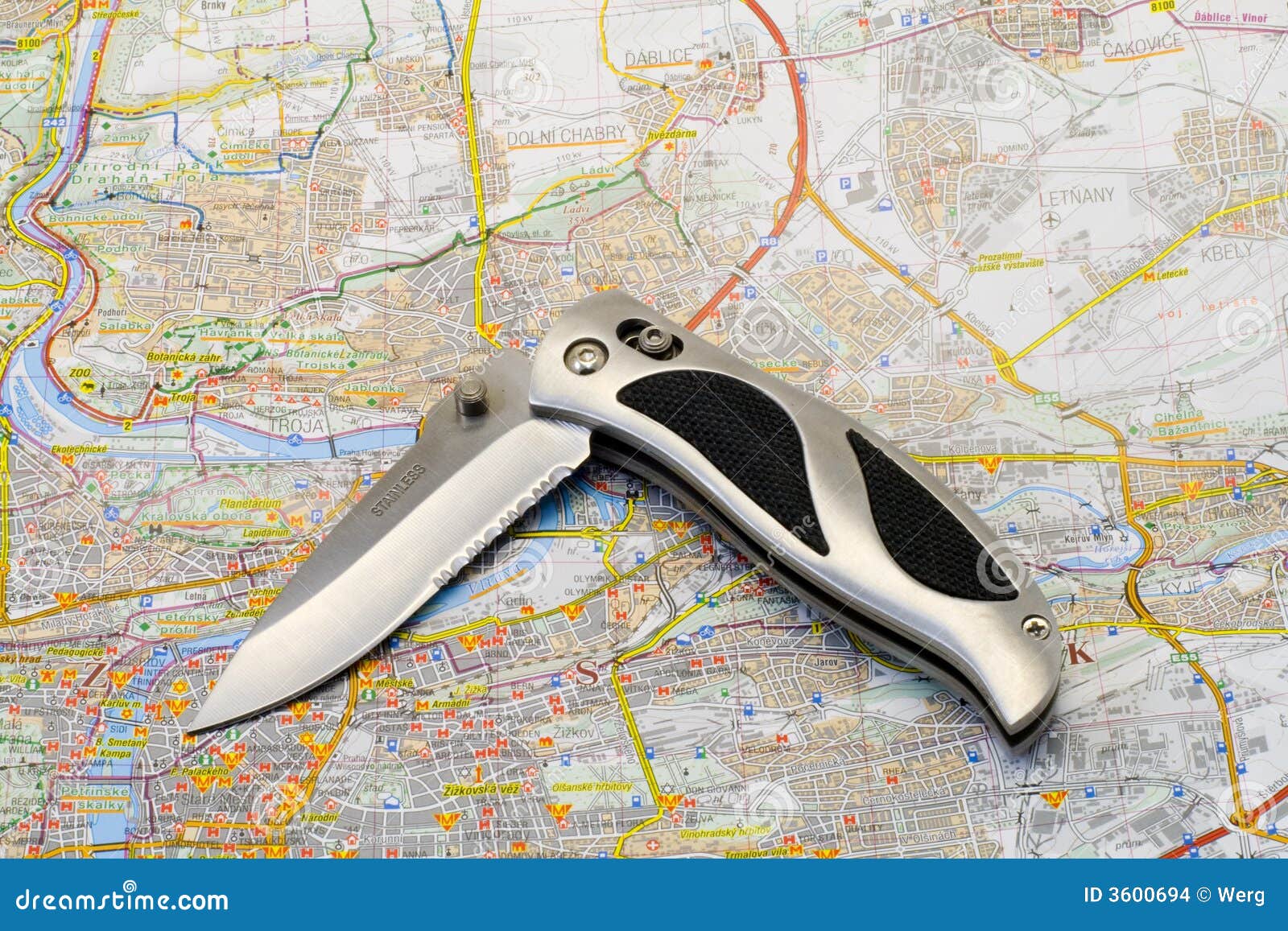 Knife On A Map Picture. Image: 3600694
