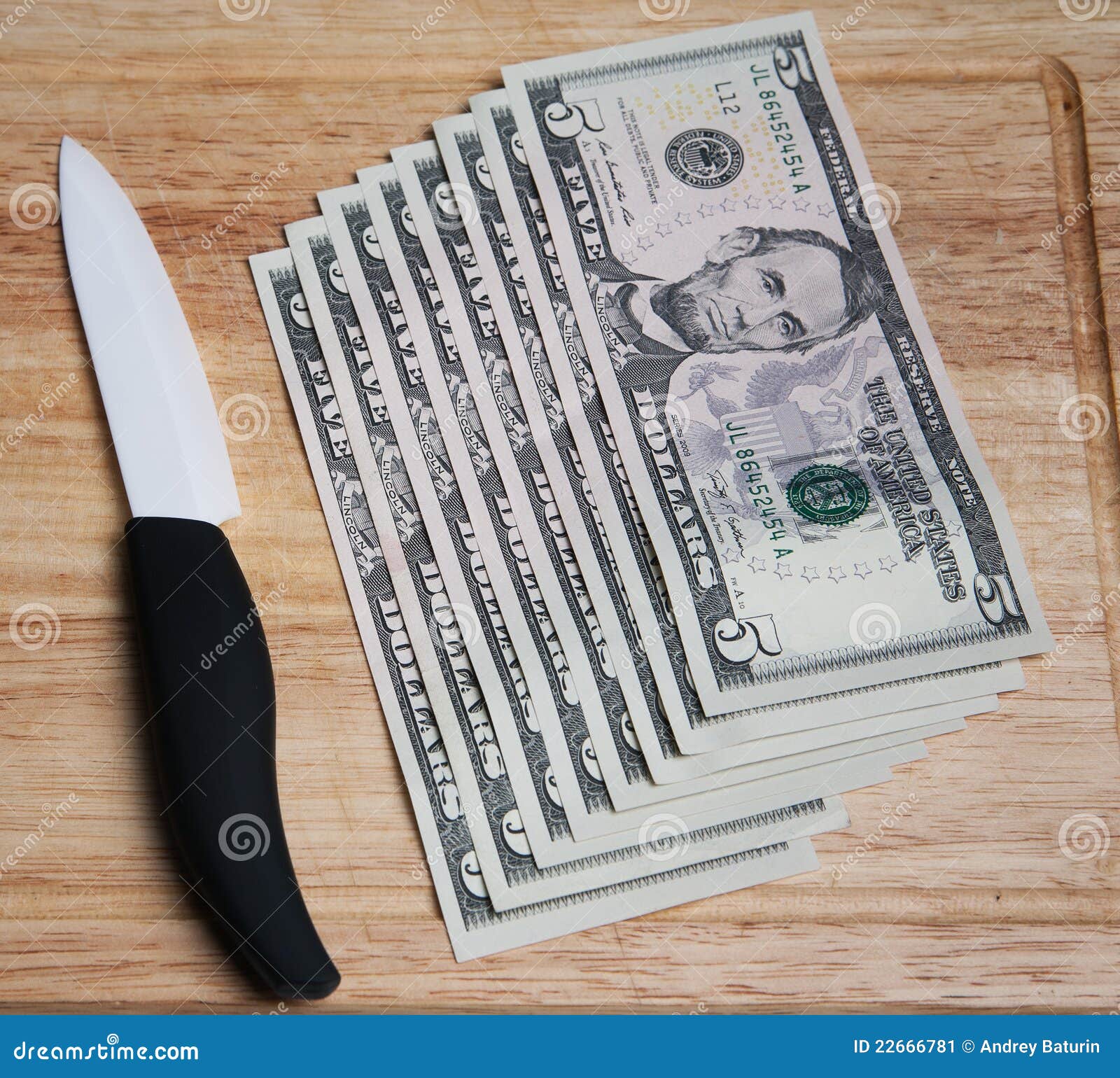 Knife and Money on a Chopping Board Stock Image - Image of concept ...
