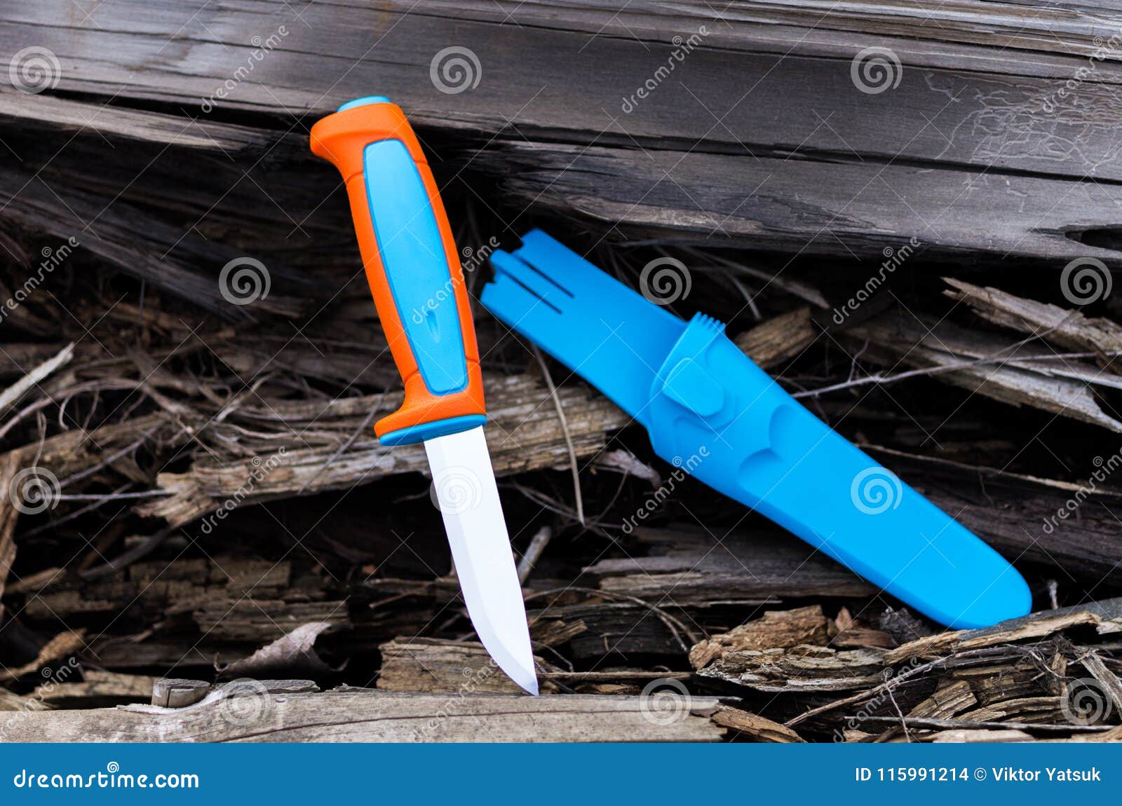 Knife with Plastic Handle. Bright Multi-colored Handle Stock Photo ...