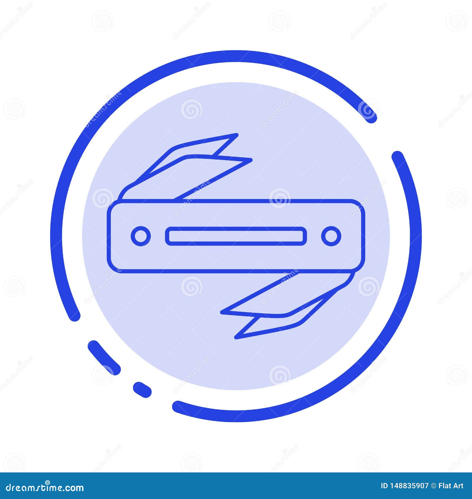 Knife, Razor, Sharp, Blade Blue Dotted Line Line Icon Stock Vector ...