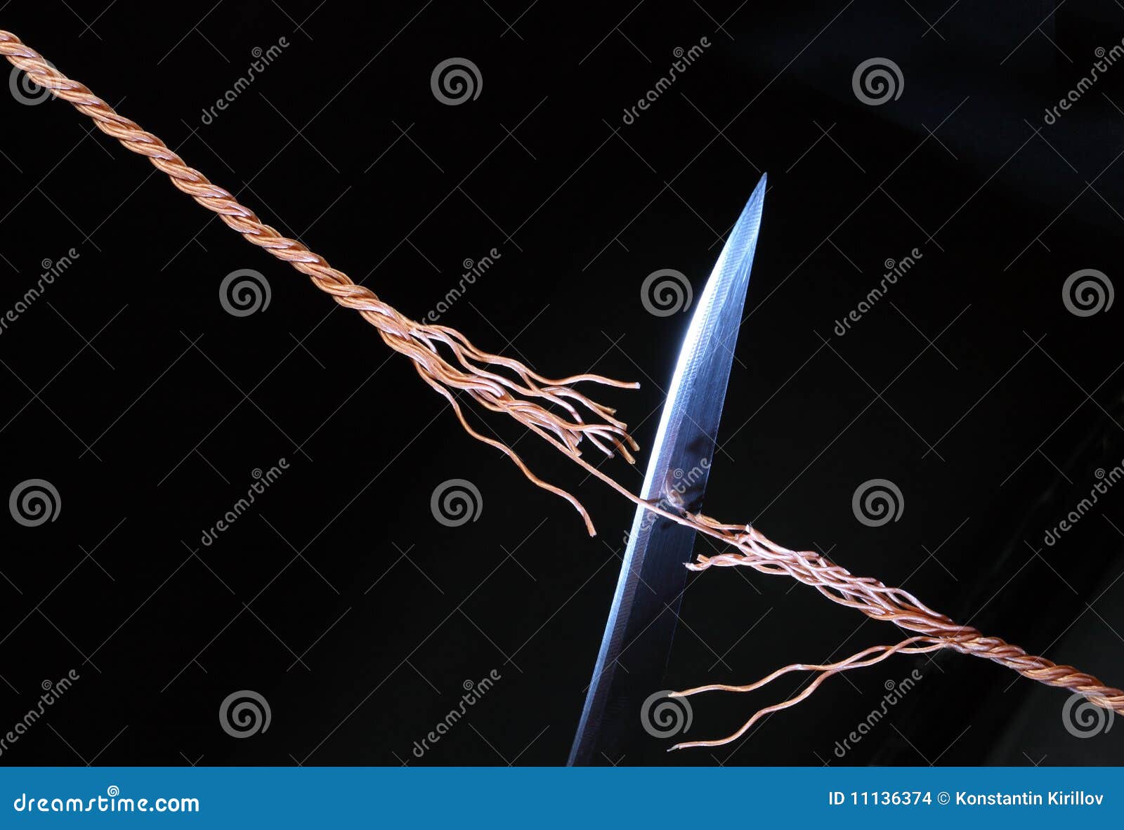 Knife and Rope stock photo. Image of stress, frayed, danger - 11136374