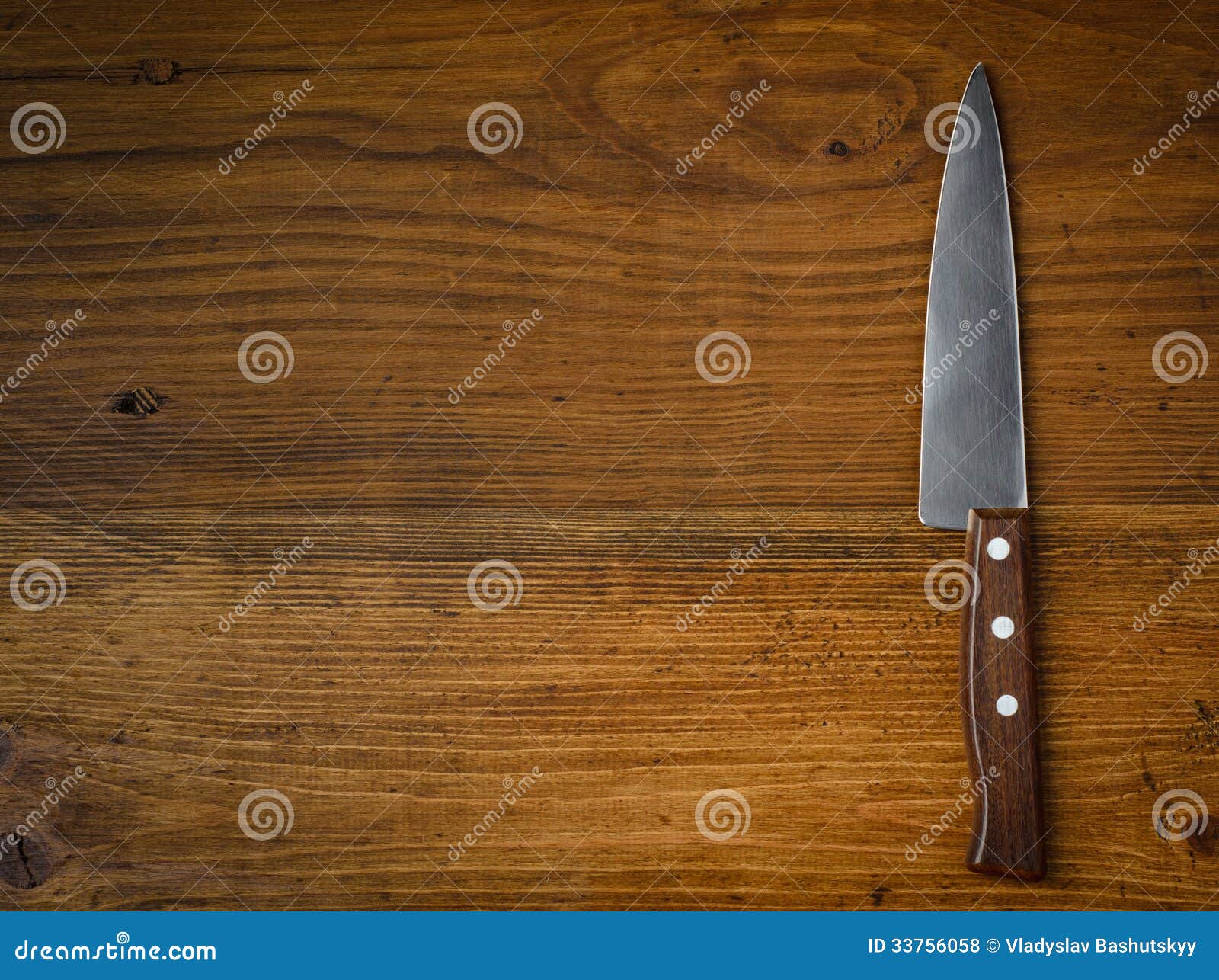 Knife on Rustic Kitchen Table with Copy Space Stock Photo - Image of ...