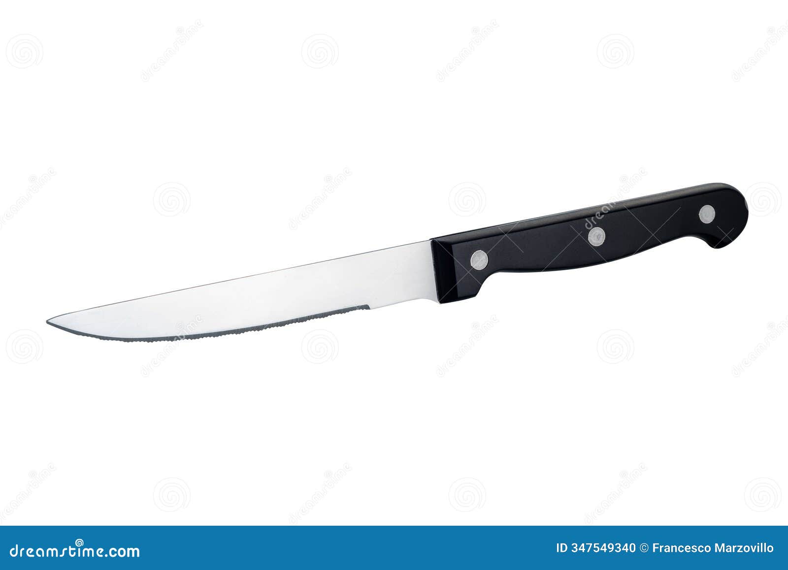 Knife with Serrated Blade and Black Handle Isolated Stock Photo - Image ...