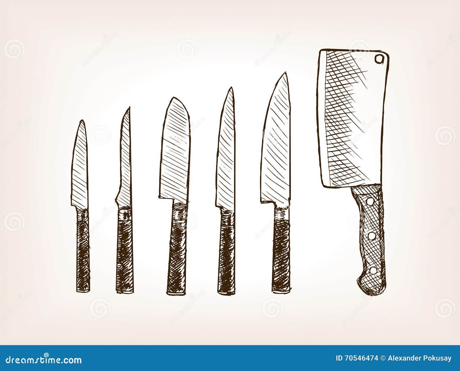 Knife Set Hand Drawn Sketch Style Vector Stock Vector - Illustration of ...