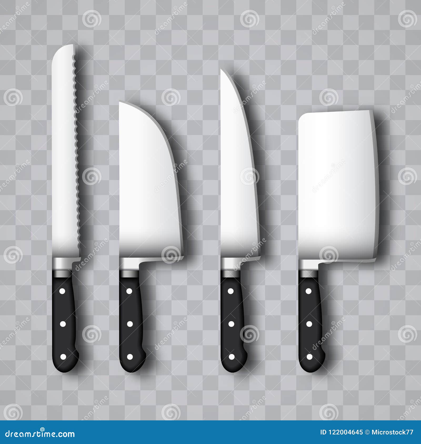 Knife Set Transparent Effect Realistic Stock Vector - Illustration of ...