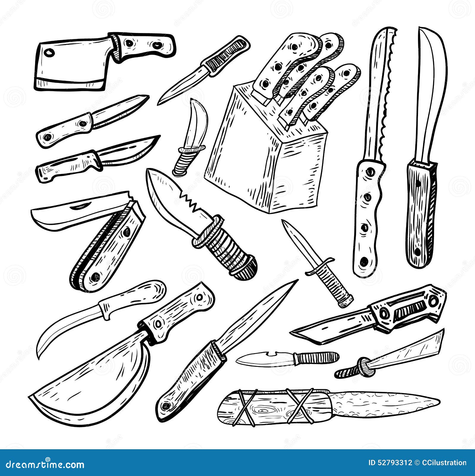 Knife Set, Vector Illustration. Stock Vector - Illustration of metal ...