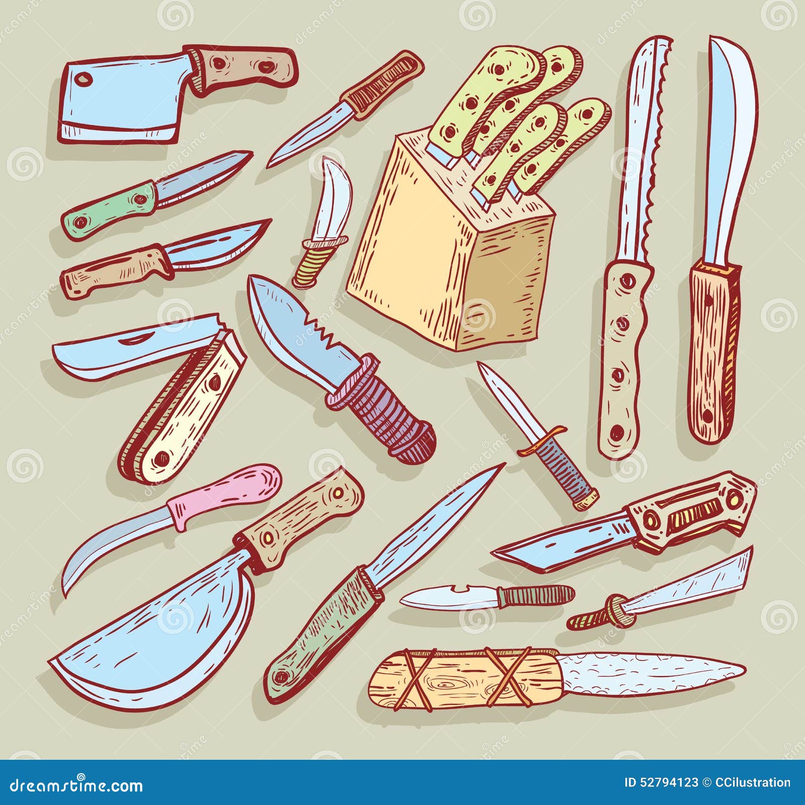 Knife Set, Vector Illustration. Stock Vector - Illustration of dinner ...