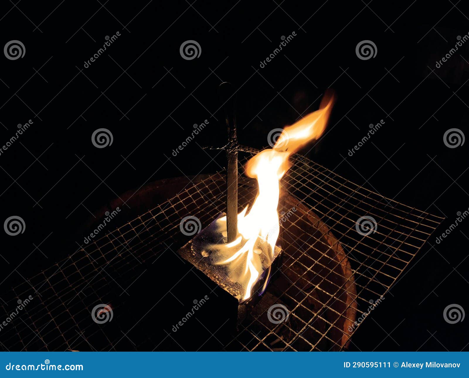Knife in the Shape of a Cross in a Burning Fire Stock Image - Image of ...
