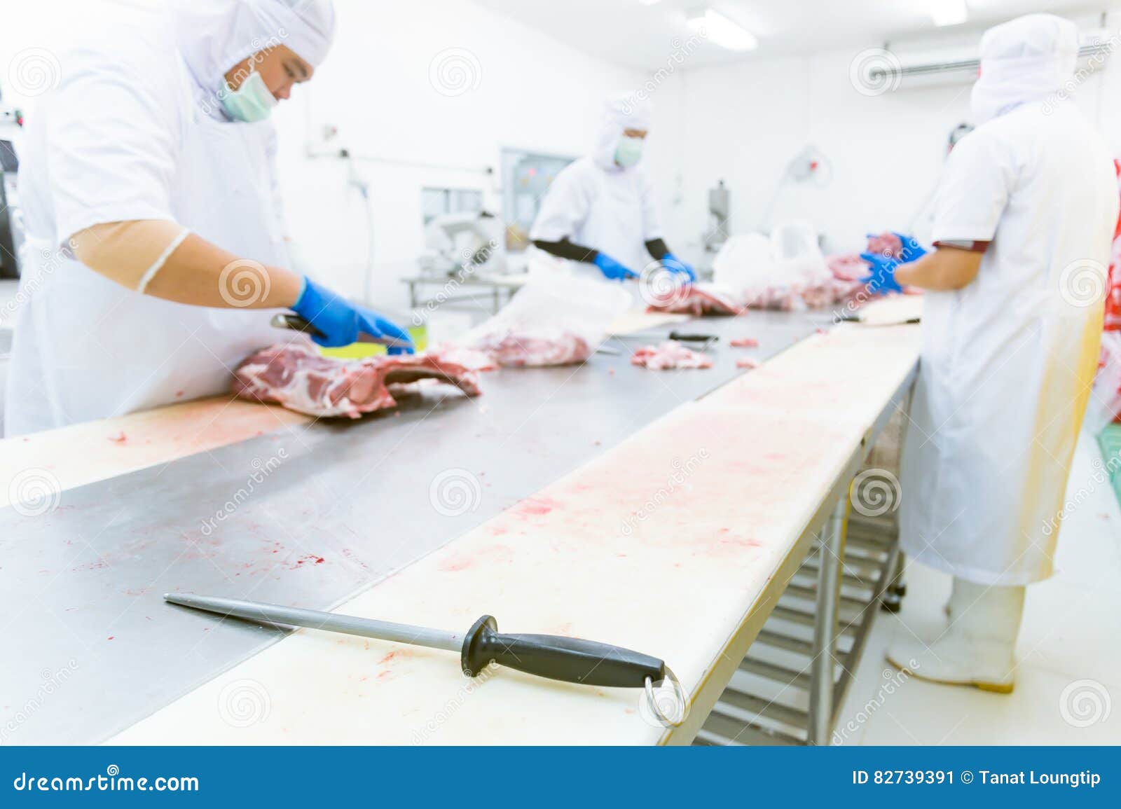 Knife Sharpener with a Black Handle in Meat Factory Stock Image - Image ...