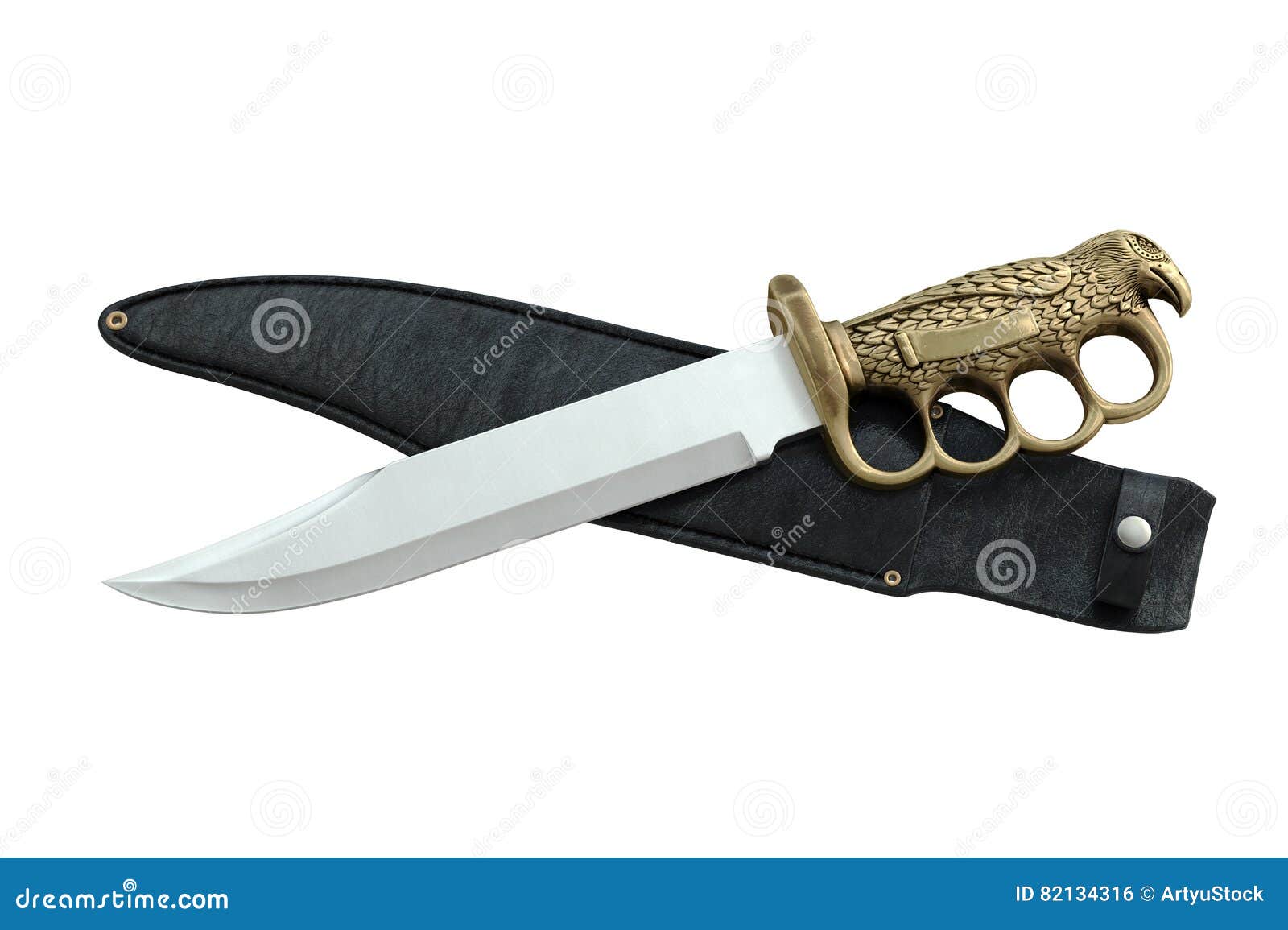 Knife with Sheath, Top View Stock Photo - Image of render, military ...