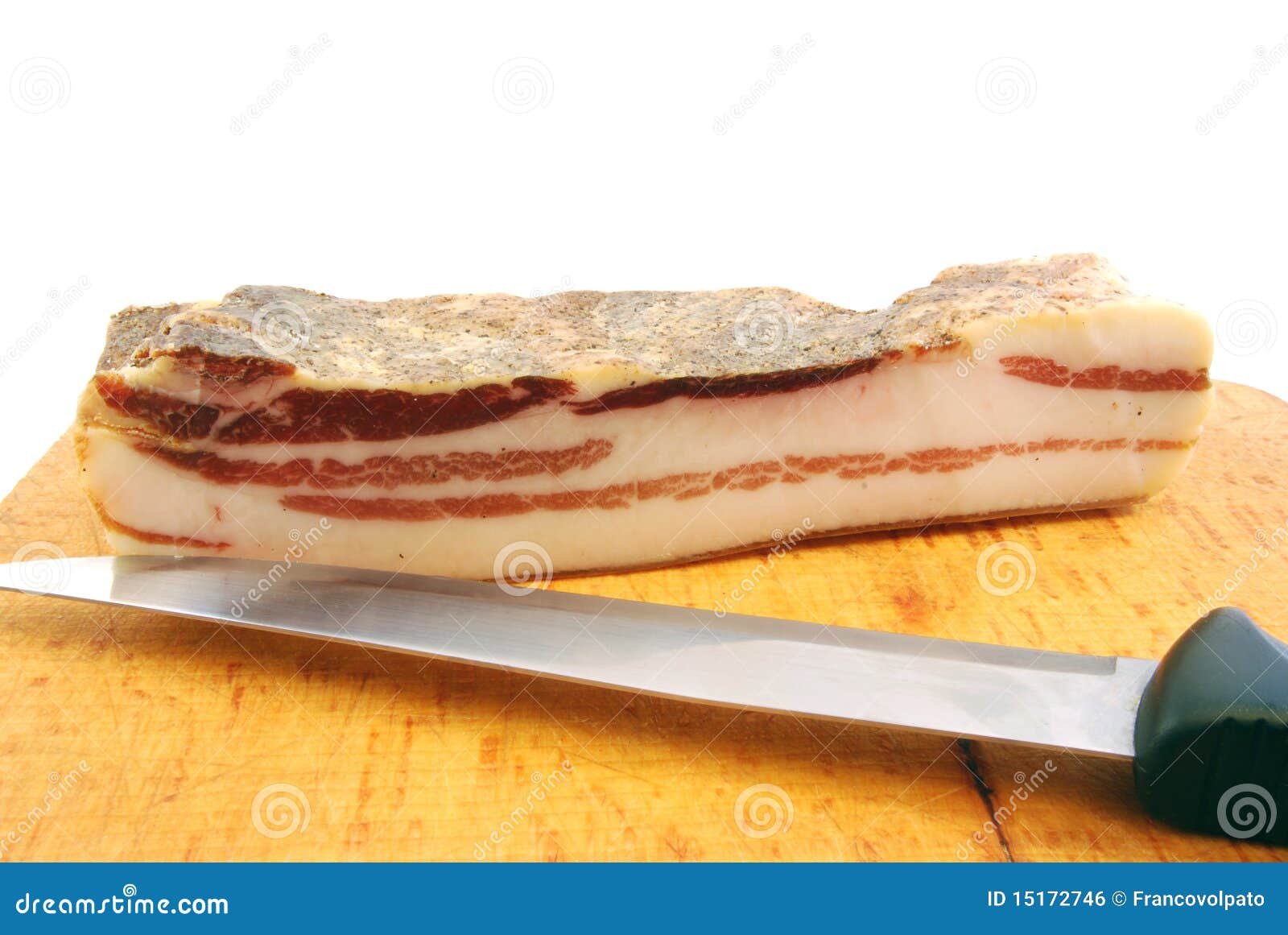Knife with a Slice of Bacon in the Cooking Stock Photo - Image of blade ...