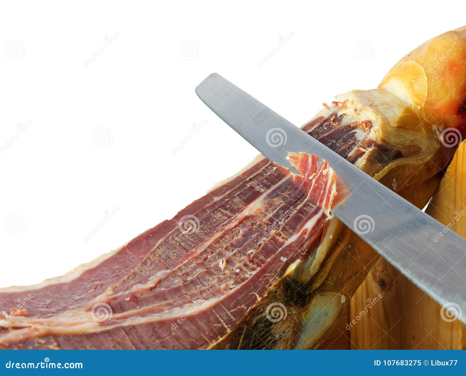 Knife Slicing Jamon or Parma Ham Isolated Stock Image - Image of ...