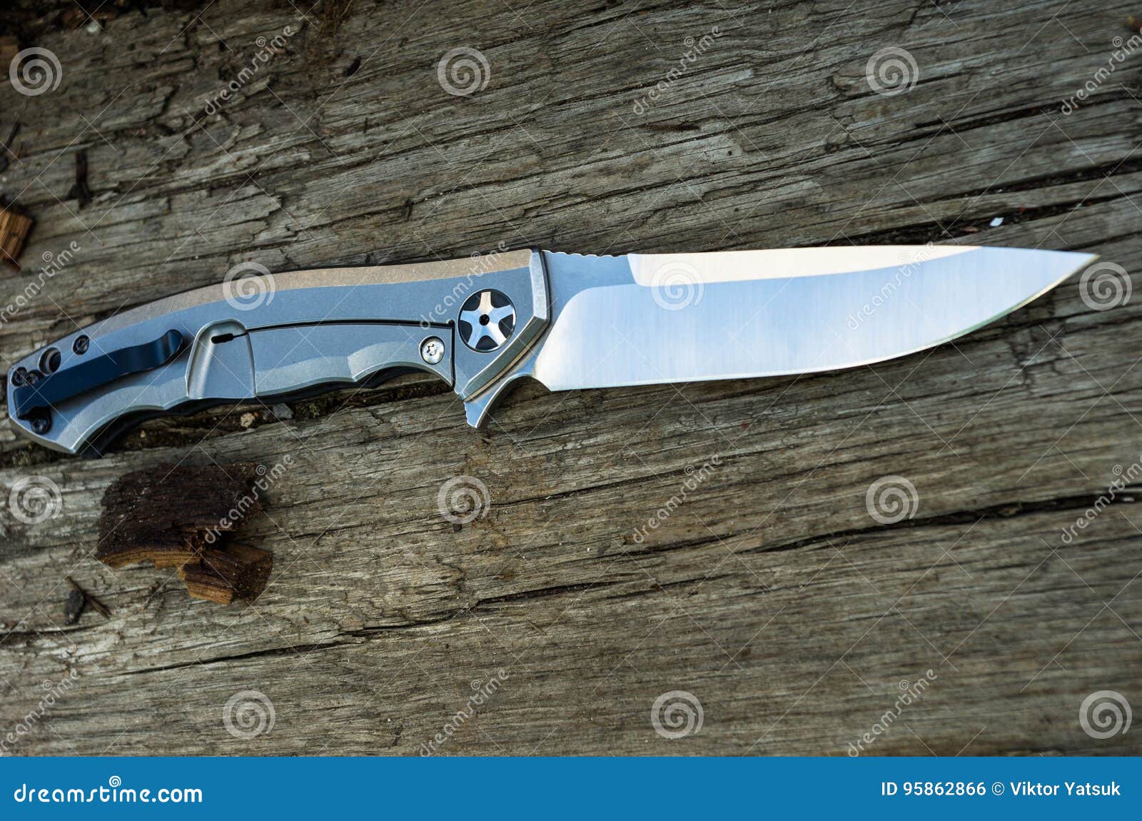 Knife with a Titanium Handle Photographed at an Angle. Stock Photo ...
