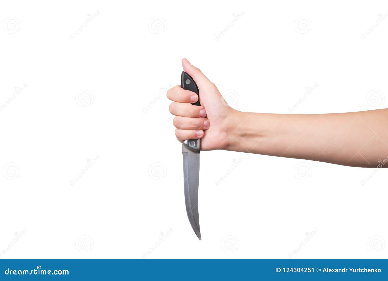 Knife in the womans hands stock image. Image of black - 124304251