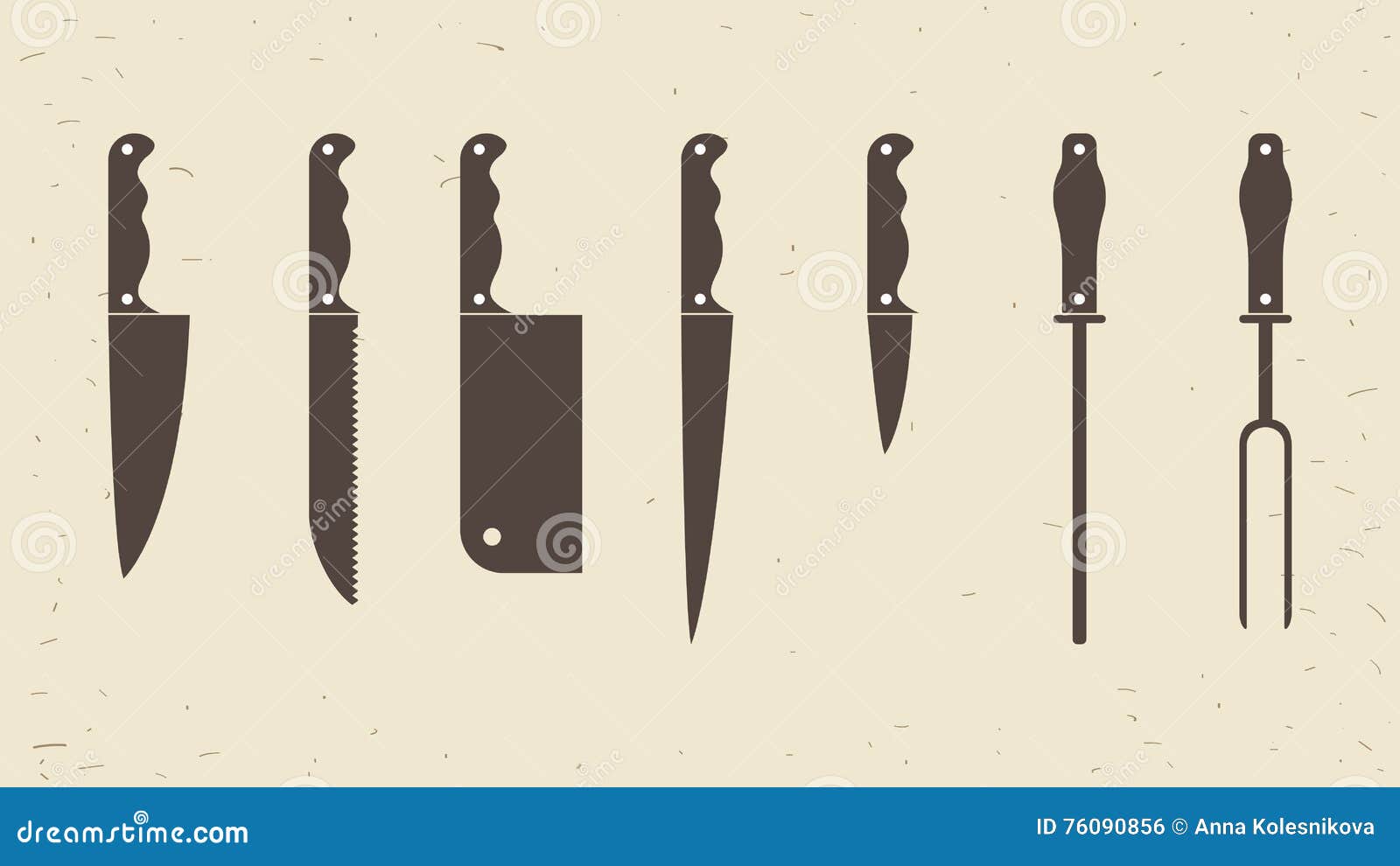 Knifes Set or Kitchen Knives Icons. Vector Illustration Stock ...