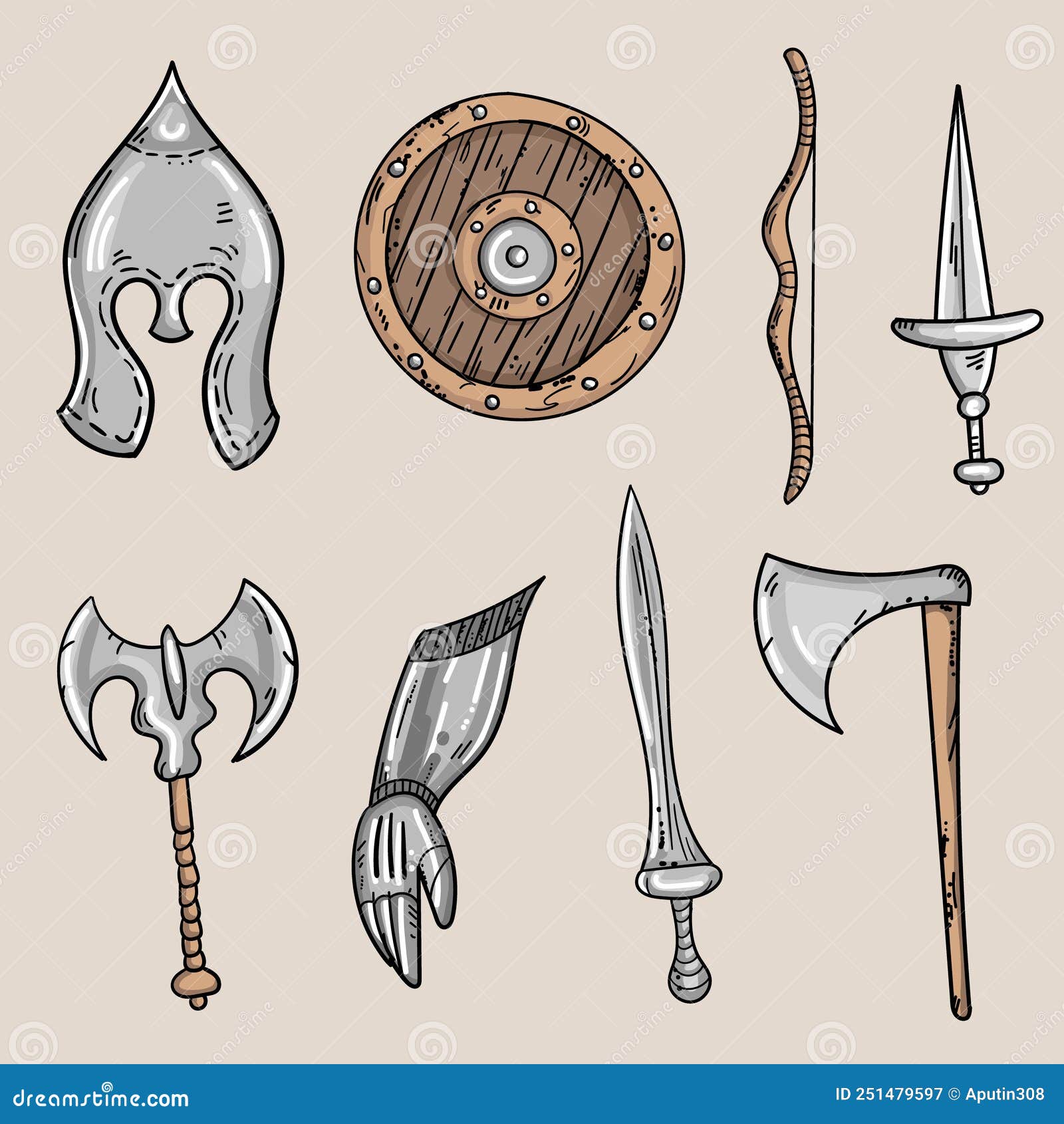 Knight Armor and Medieval Gaming Weapons Vector. Stock Vector ...