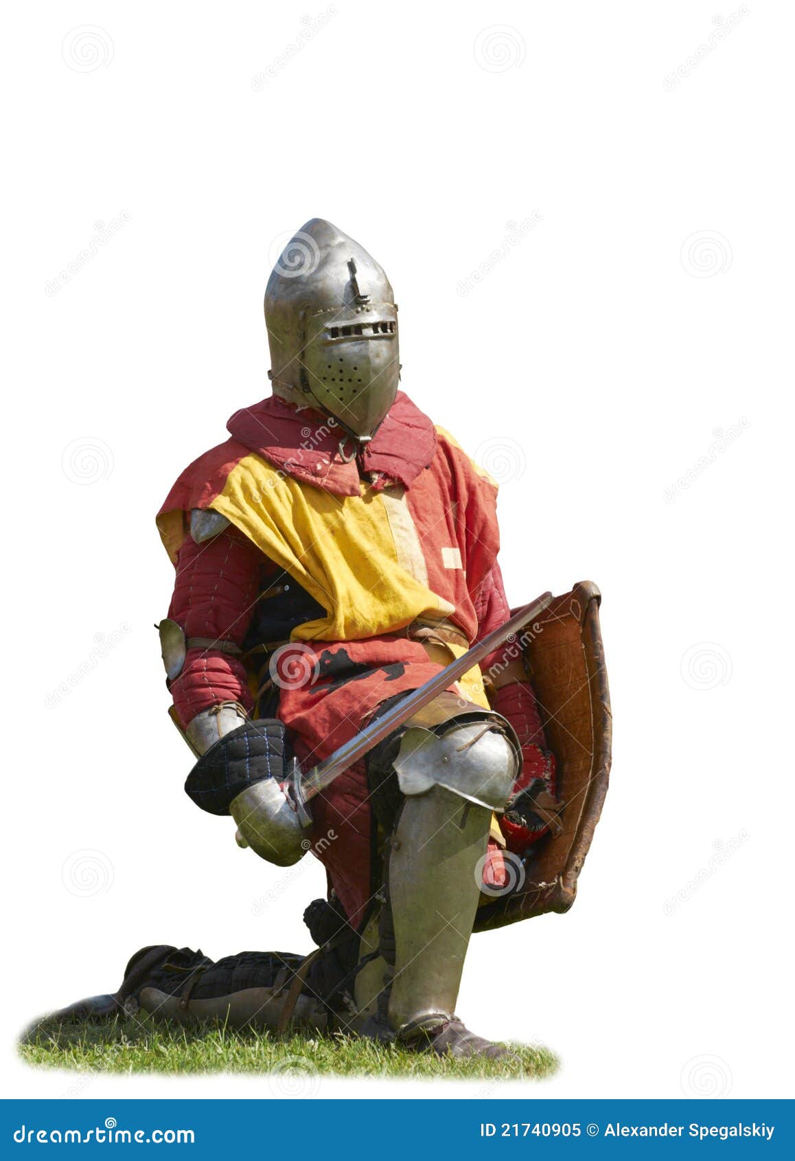 The Knight in an Armor, Standing on One Knee Stock Image - Image of ...